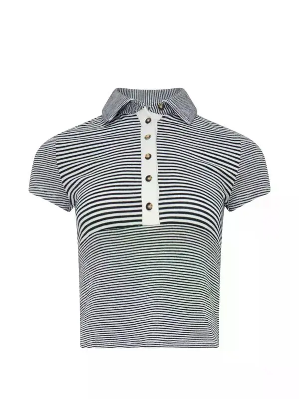 Rag & Bone Knit Striped Polo Shirt - White