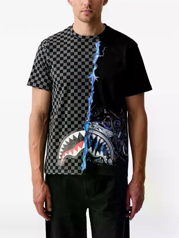 SPRAYGROUND Check-print Shark Mouth T-shirt