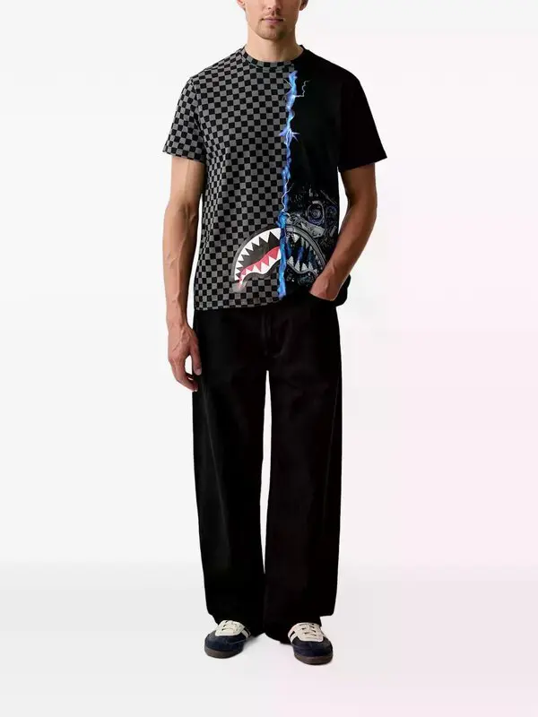 SPRAYGROUND Check-print Shark Mouth T-shirt