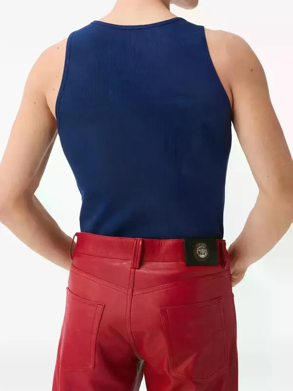 Versace Embroidered-logo Ribbed Cotton-jersey Tank Top