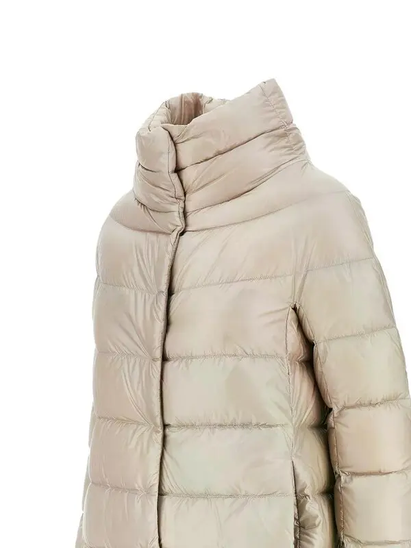 Herno Quilted Funnel-neck Coat - Neutrals