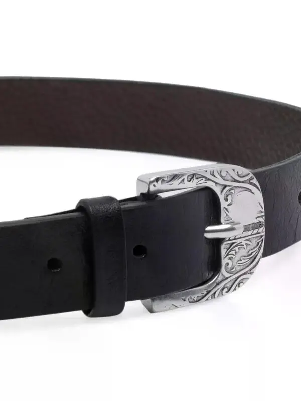 Orciani Engraved-buckle Leather Belt