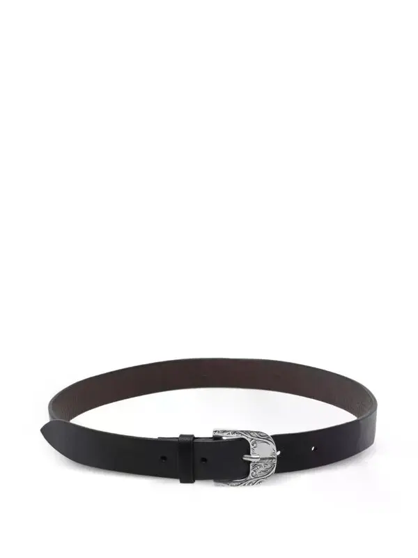 Orciani Engraved-buckle Leather Belt - Black