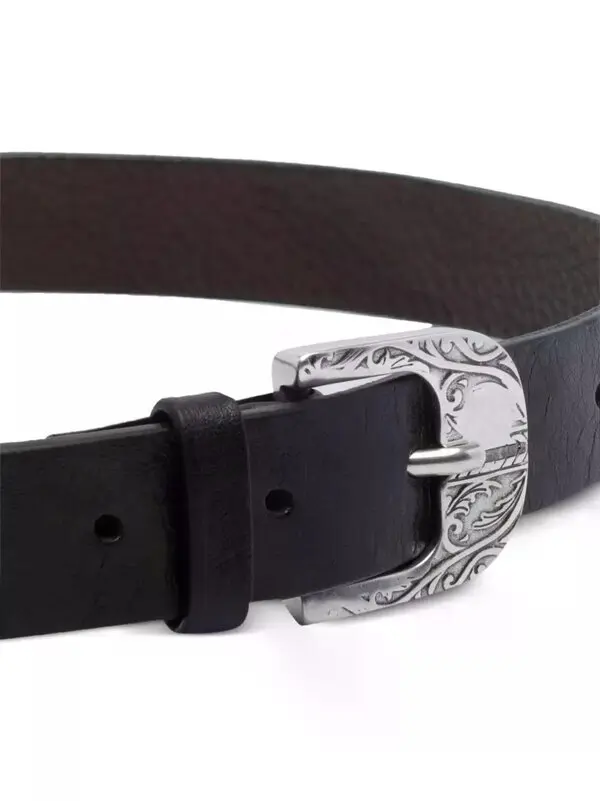 Orciani Engraved-buckle Leather Belt