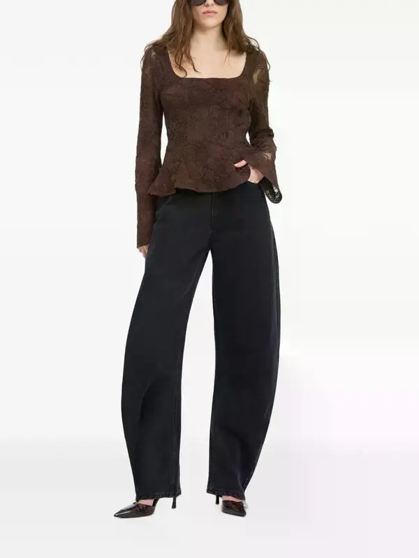 ROTATE BY BIRGER CHRISTENSEN Draped Barrel-leg Jeans Denim
