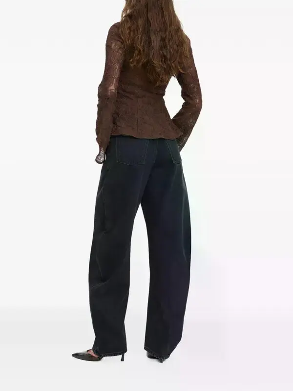 ROTATE BY BIRGER CHRISTENSEN Draped Barrel-leg Jeans Denim