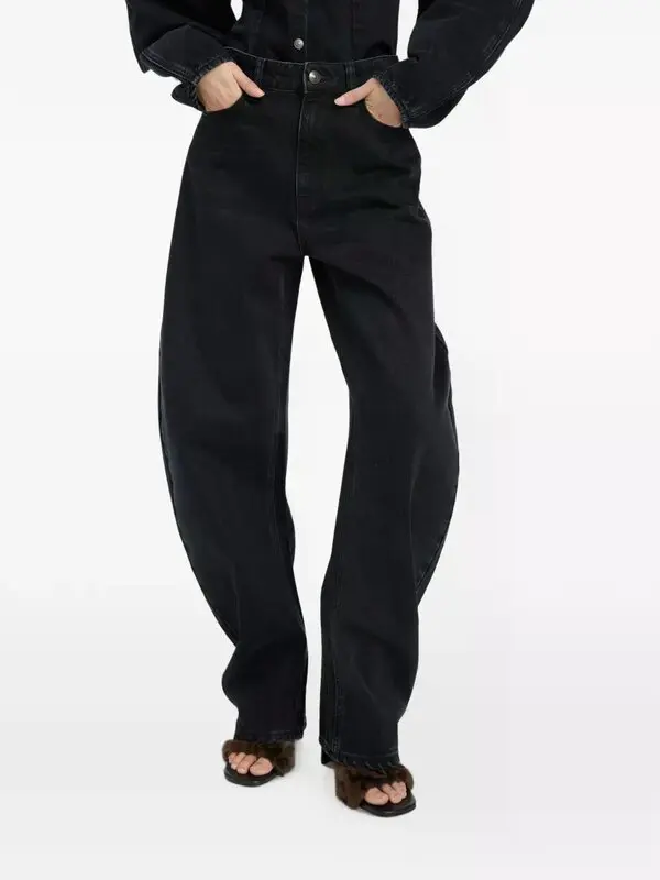 ROTATE BY BIRGER CHRISTENSEN Draped Barrel-leg Jeans Denim