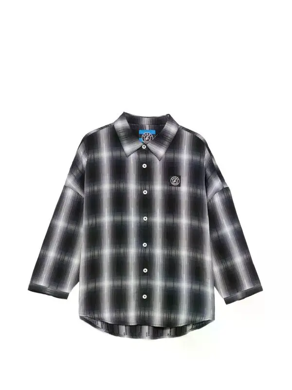 AGNES B. Logo-patch Plaid Shirt - Black
