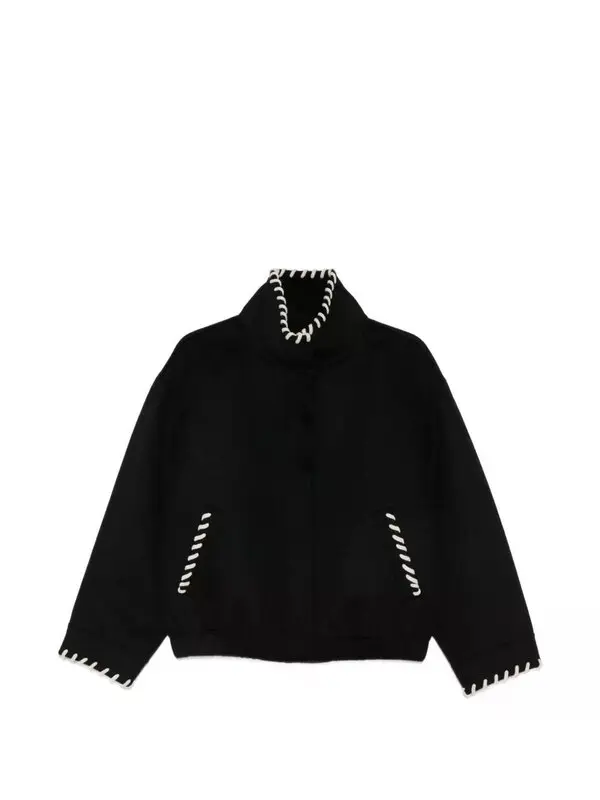 Sandro Whipstitch-trim High-neck Jacket