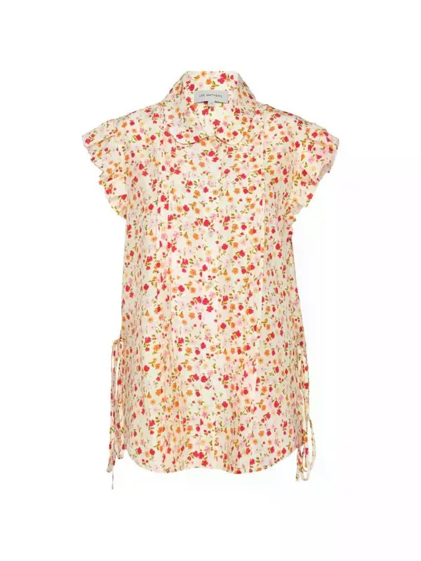 LEE MATHEWS Floral-print Ruffled Blouse - Yellow