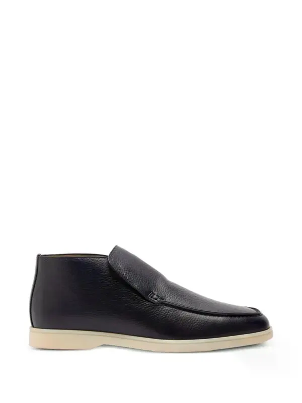 AURELIEN City Grainy Leather Loafers - Black