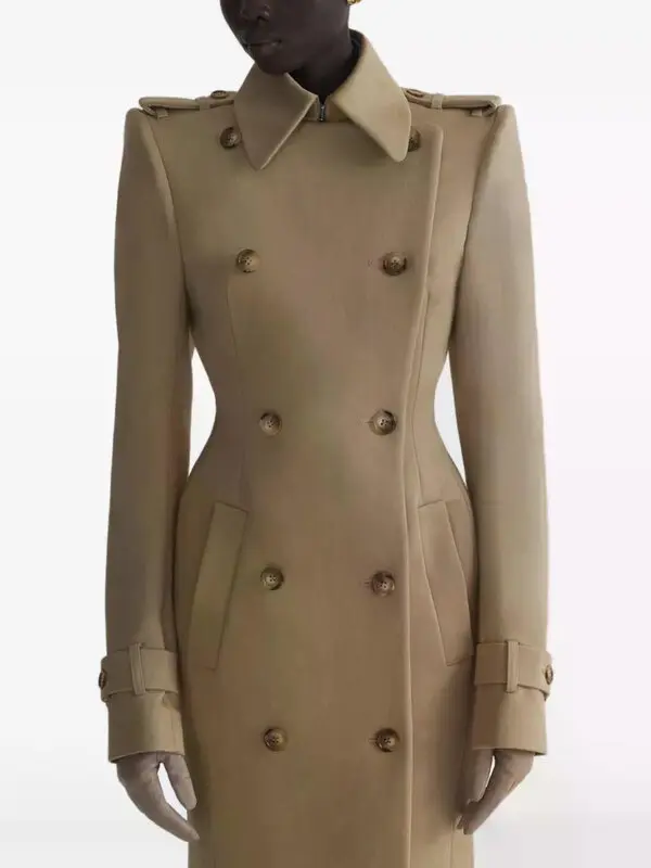 MUGLER Long Double-breasted Hourglass Trench Coat