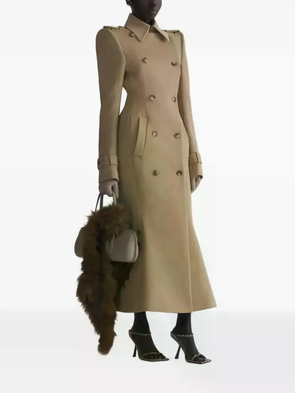 MUGLER Long Double-breasted Hourglass Trench Coat