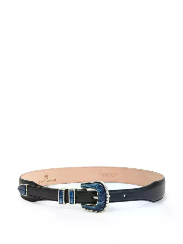 SILVER OSTRICH Crazy Color Leather Belt