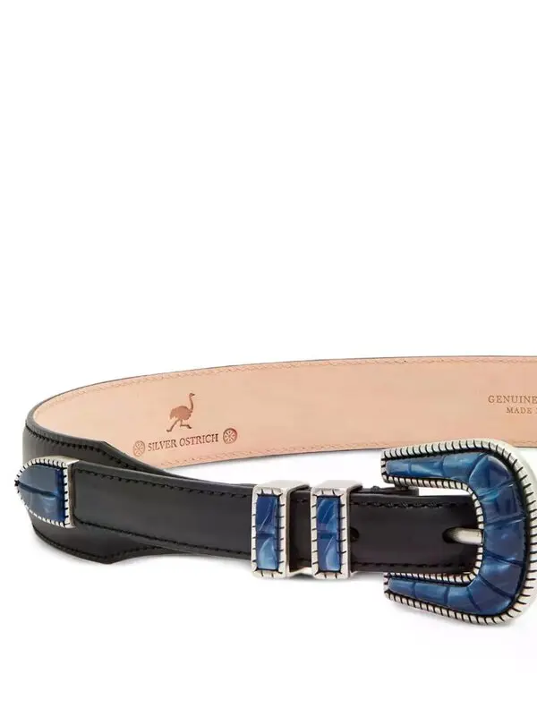 SILVER OSTRICH Crazy Color Leather Belt