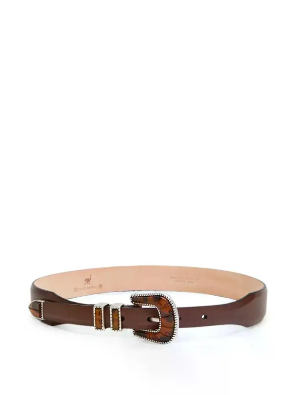 SILVER OSTRICH Leather Belt