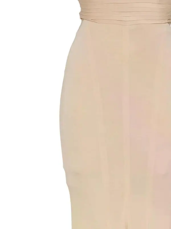 HERVE L. LEROUX Plunge-neck Ruched Gown