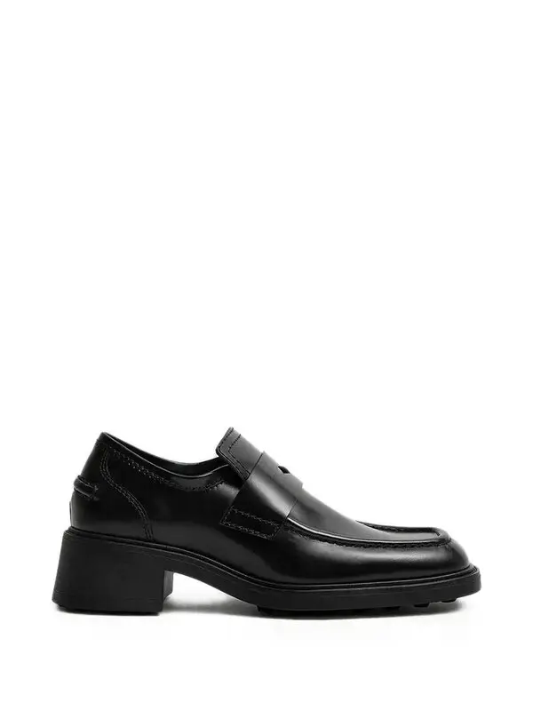 MIISTA Amelia Square-toe Block-heel Loafers - Black