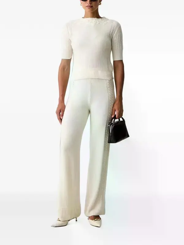Ermanno Scervino Pointelle-knit Wide-leg Trousers