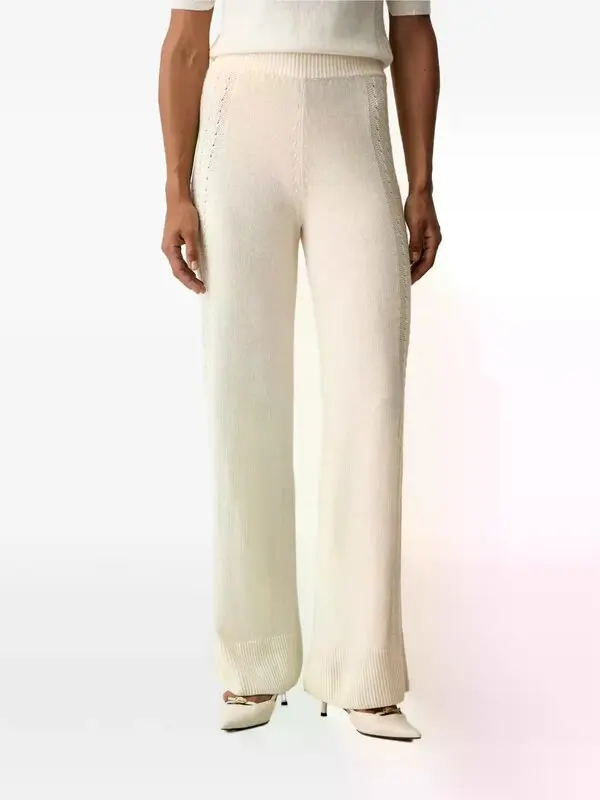 Ermanno Scervino Pointelle-knit Wide-leg Trousers - Neutrals