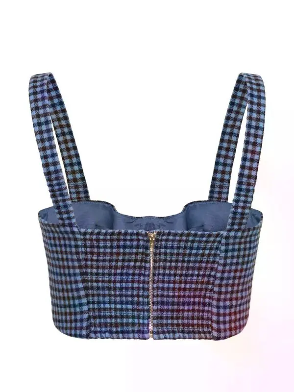 Cara Cara Claudine Plaid Wool Top - Blue