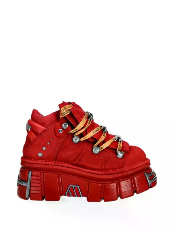 NEW ROCK Panelled Platform Boots - Red