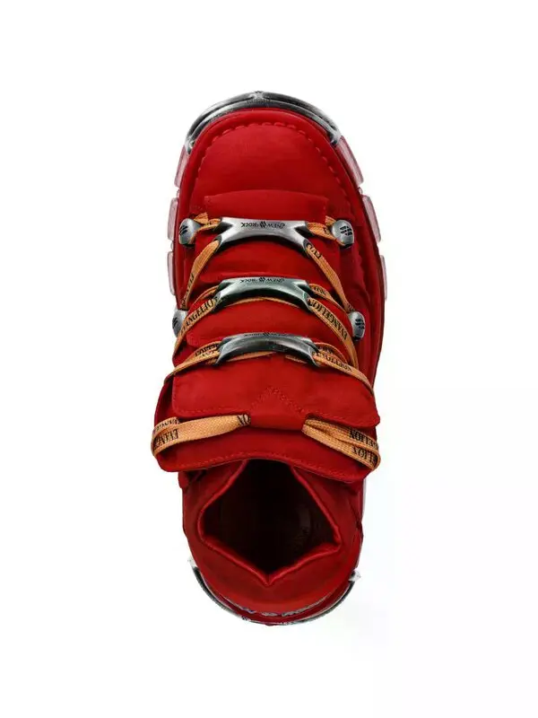 NEW ROCK Panelled Platform Boots - Red