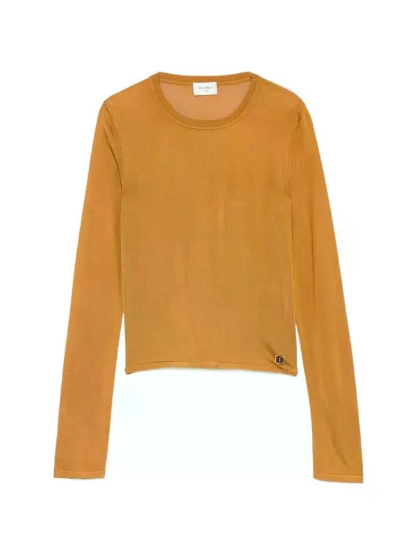 Saint Laurent Logo-plaque Long-sleeves T-shirt - Brown