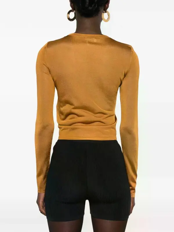 Saint Laurent Logo-plaque Long-sleeves T-shirt - Brown