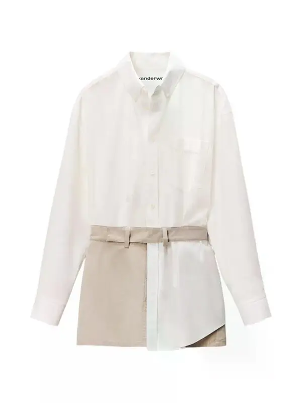 Alexander Wang Tucked-skirt Mini Shirt Dress - White