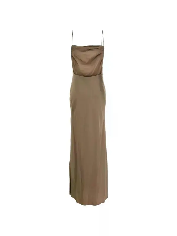 Saint Laurent Backless Cowl Dress In Silk Satin