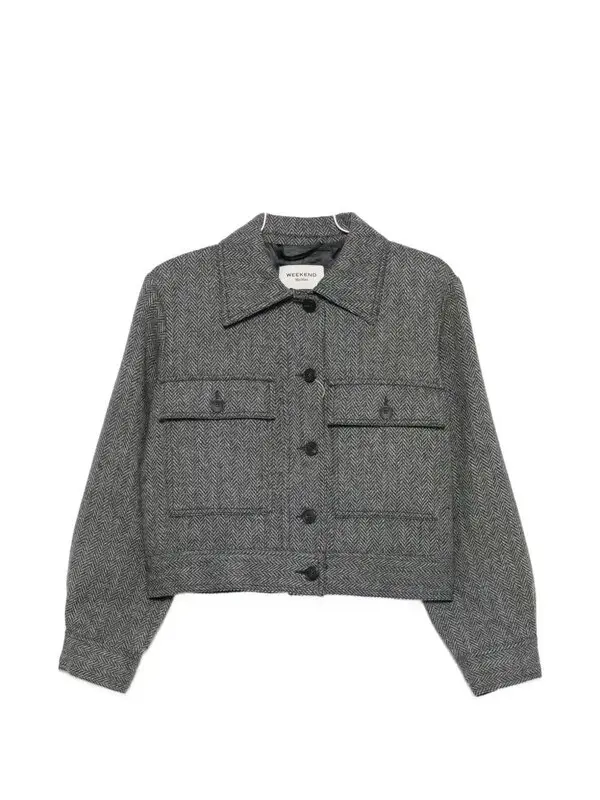 Max Mara Herringbone-pattern Wool Jacket - Grey