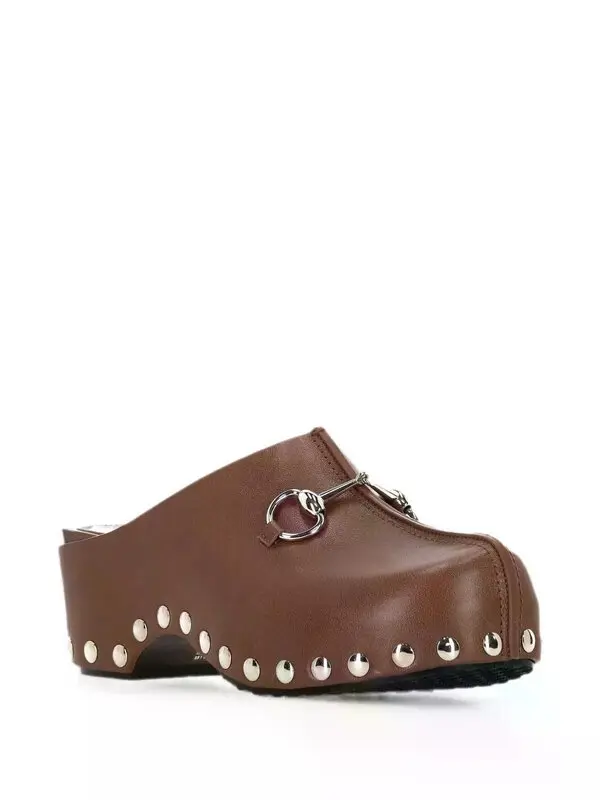 Gucci Leather Platform Clogs With Horsebit