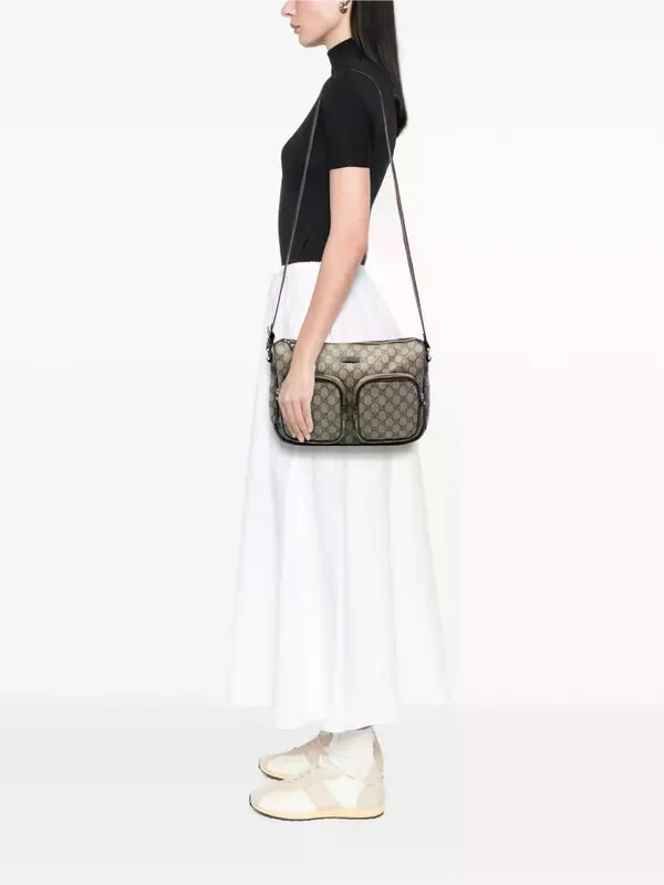 Gucci Gg Supreme Double Pocket Cross Body Bag