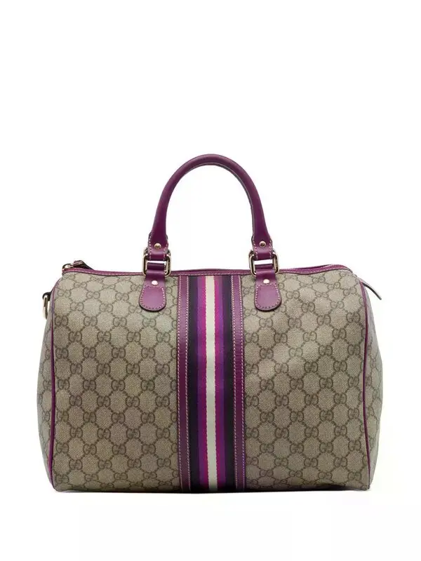 Gucci Gg Supreme Joy Web Boston Bag - Neutrals