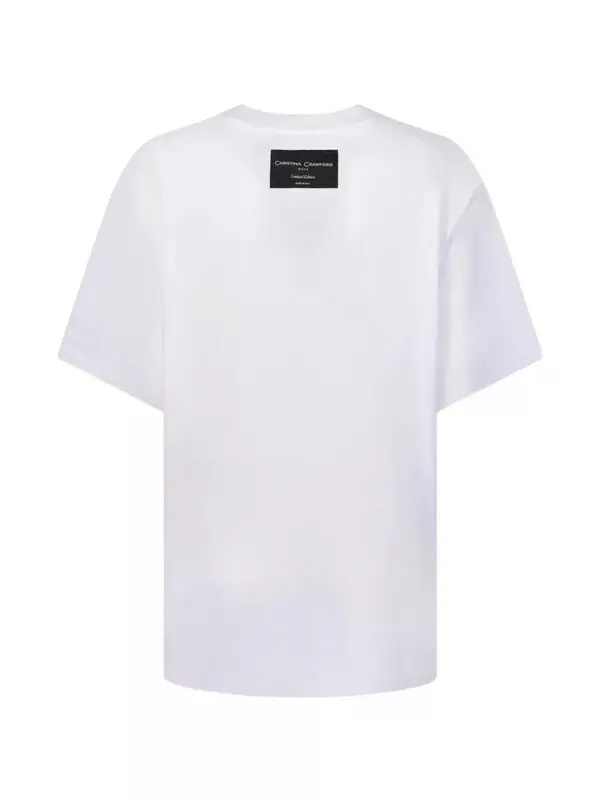 CHRISTINA CRAWFORD Angel And Devil Embroidered Logo-patch T-shirt