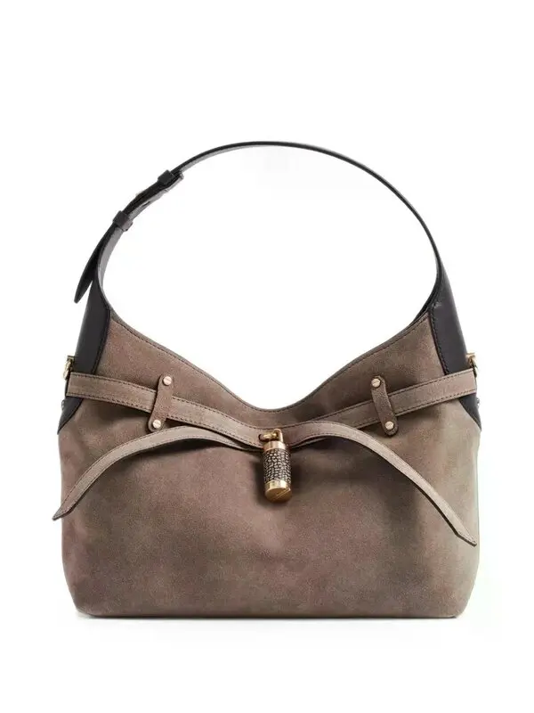 Borbonese B-halo Buckled Suede Shoulder Bag
