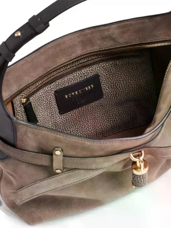 Borbonese B-halo Buckled Suede Shoulder Bag