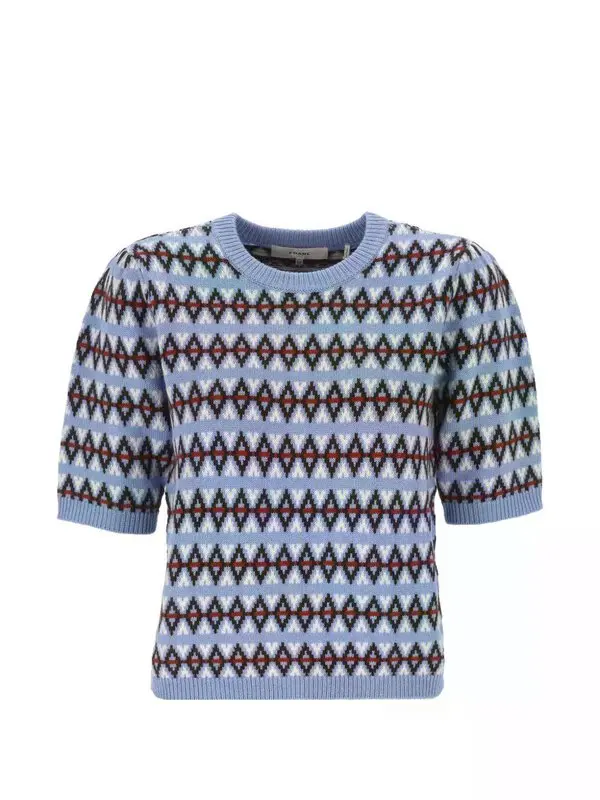 FRAME Fair Isle Puff-sleeve Knitwear - Blue