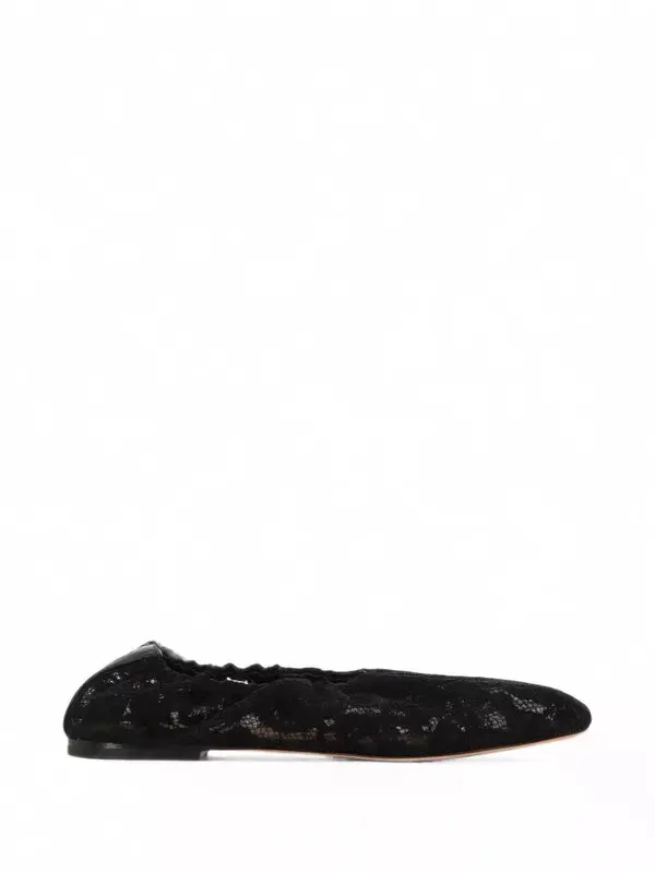 ODISSI Aicha Lace-overlay Elasticated Ballet Flats