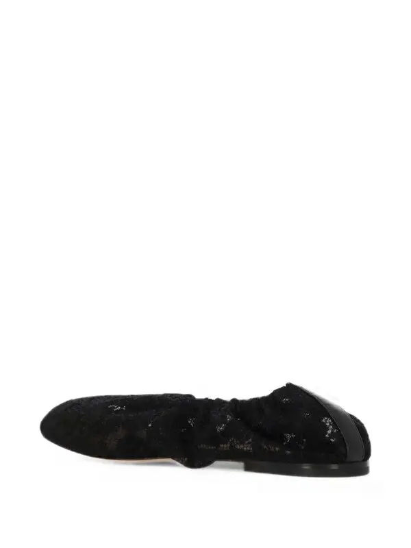 ODISSI Aicha Lace-overlay Elasticated Ballet Flats