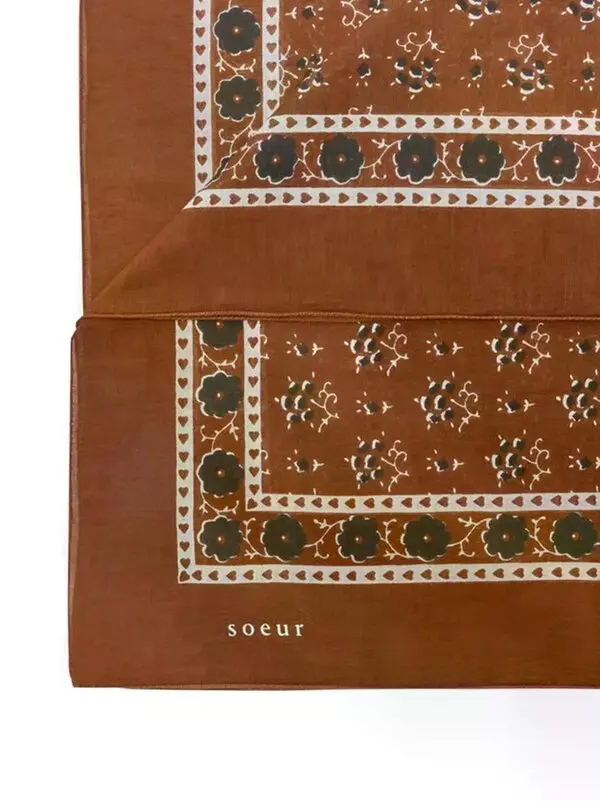 Soeur Floral-print Scarf - Brown