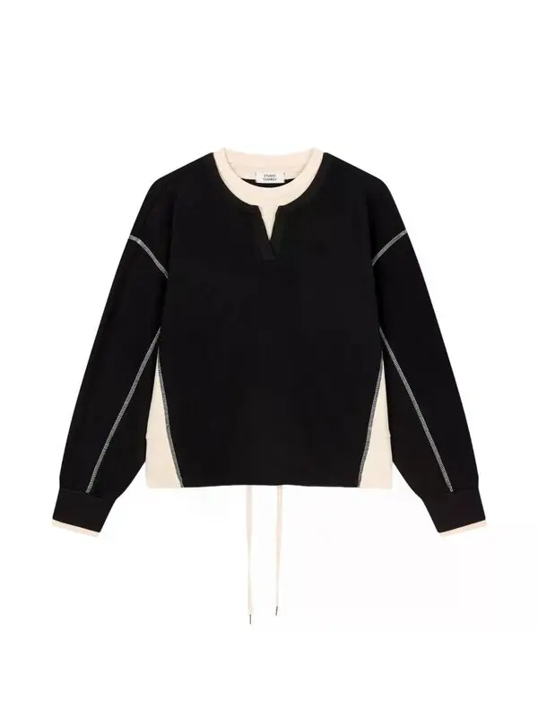 STUDIO TOMBOY Layered-style Drawstring Sweatshirt - Black