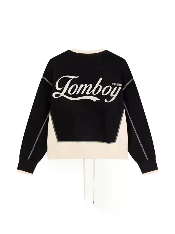 STUDIO TOMBOY Layered-style Drawstring Sweatshirt - Black