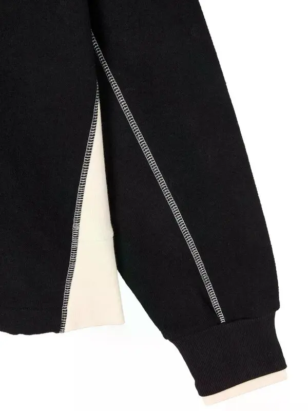STUDIO TOMBOY Layered-style Drawstring Sweatshirt - Black