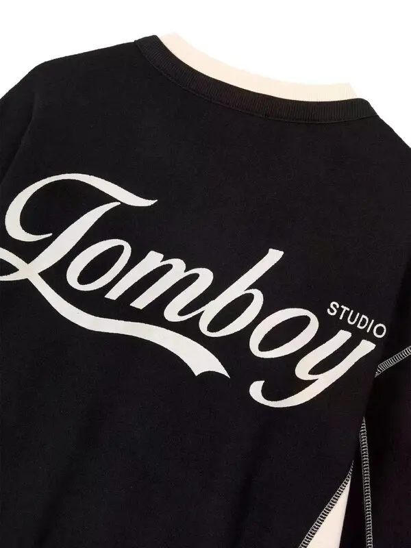 STUDIO TOMBOY Layered-style Drawstring Sweatshirt - Black
