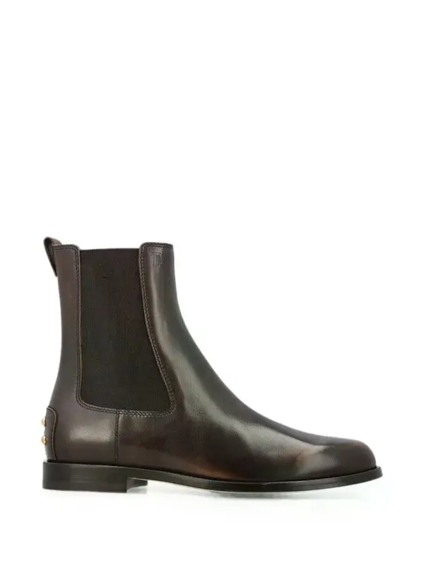 TOD'S Gommino-studded Leather Chelsea Boots - Brown