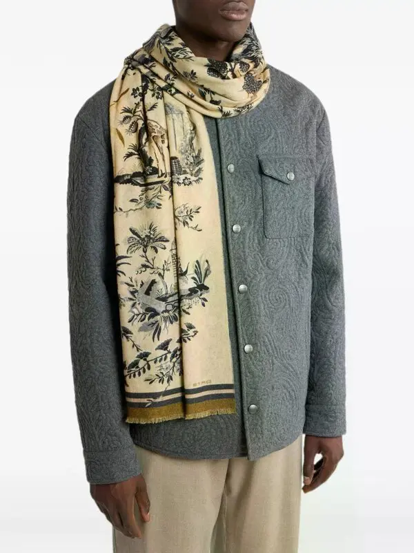 Etro Brushed Wool Scarf With Two Prints