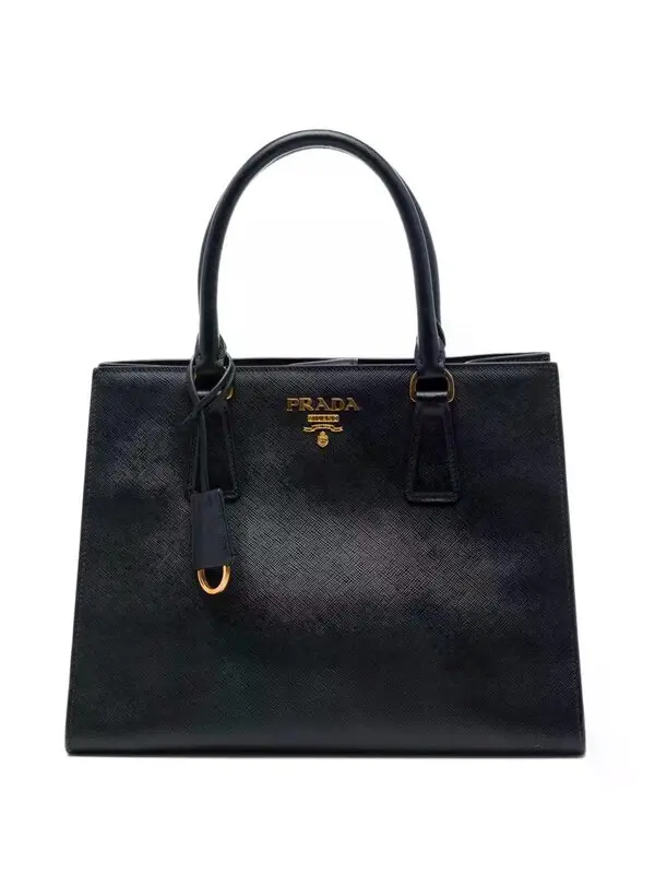 Prada Saffiano Lux Open Convertible Tote Satchel - Black