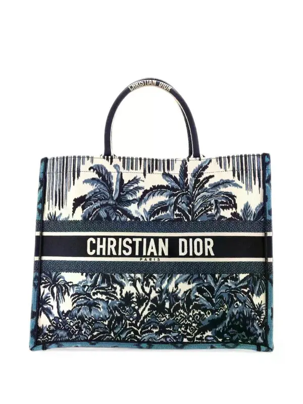 Dior Embroidered Canvas Large Tote Bag